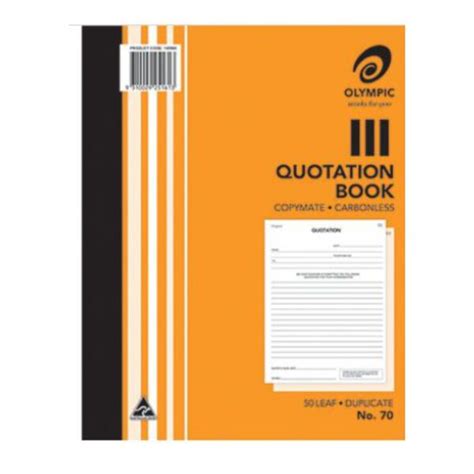 Olympic Quotation Book No 70 Duplicate Carbonless 50 Leaf Black Cat