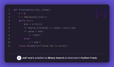 Asif Eces Solution For Binary Search In Python On Exercism
