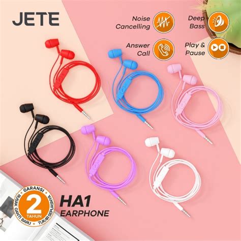 Jual Headset Earphone Stereo Jete Ha Garansi Tahun Shopee Indonesia