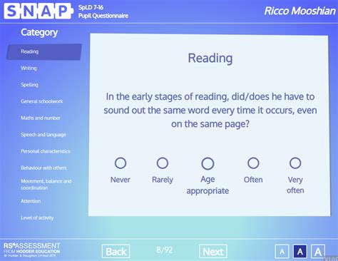 Understanding The Assessment Sections In Snap B And Snap Spld