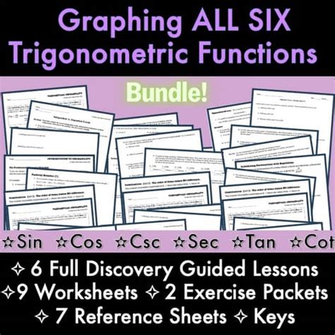Bundle Graph All 6 Trigonometric Functions Lessons Worksheets Bundle Graph All 6 Trigonometric Functions Lessons Worksheets