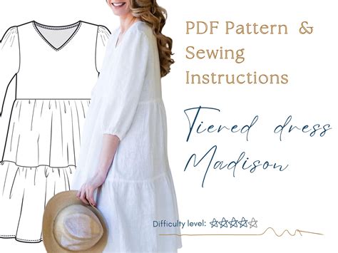 Tiered Dress Sewing Pattern A4 Pdf Sewing Patterns Diy Tiered Dress