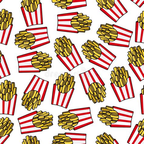 Fast Food French Fries Seamless Pattern Stock Vector Illustration Of Food Background