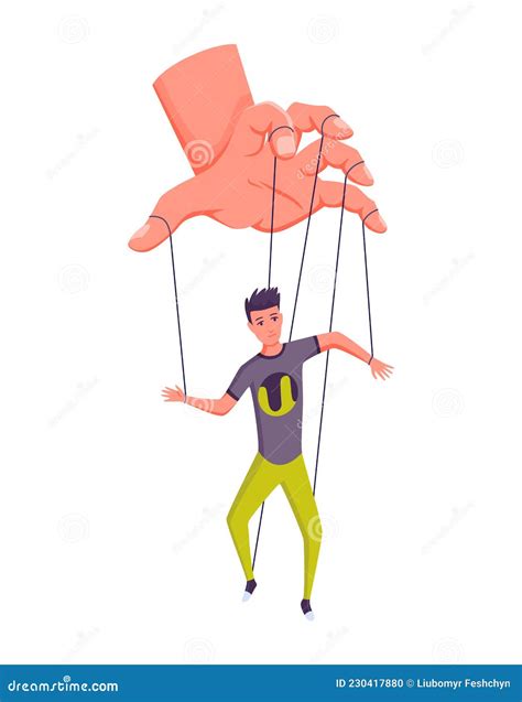 Puppeteer Hand Controlling Puppet Business Man Or Worker Being