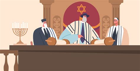 기도 문자 토라 낭독 공동 예배가 이루어지는 회당에서의 종교 모임 Yom Kippur에 대한 스톡 벡터 아트 및 기타 이미지