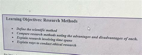 Solved Learning Objectives Research Methods Define The Scientific