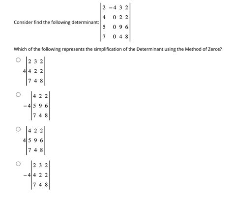 Solved Consider Find The Following Determinant Chegg