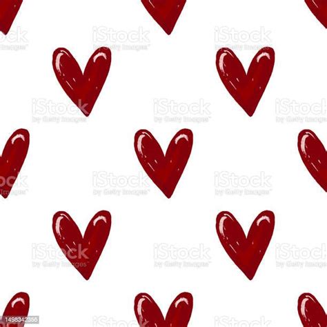 분홍색 하트가 있는 아름다운 매끄러운 배경 발렌타인 데이 원활한 사랑 하트 디자인 배경입니다 발렌타인 데이의 끝없는 패턴 컬러 하트가 있는 매끄러운 질감 낙서 드로잉에 대한