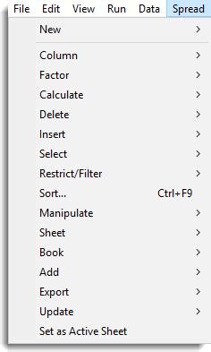 Spread Menu Commands Genstat V21