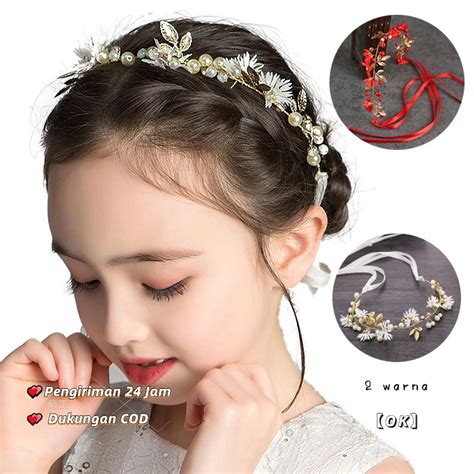 Jual Ok Bando Pengantin Bunga Headpiece Hijab Mutiara Bride Headpiece Tiara Bridesmaid Hiasan