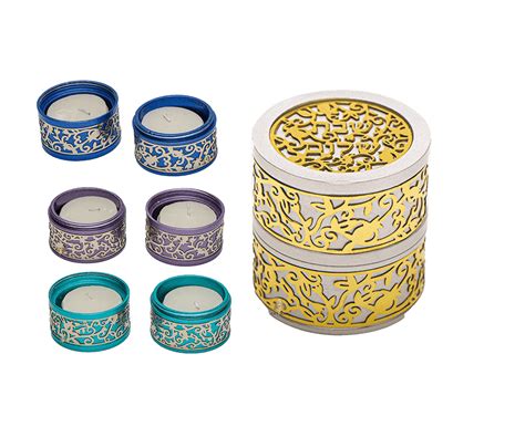 פמוטים לנרות שבת לנסיעה לטיולים מרהיבים צבעוניים מגזרת מוזהבת צבעים לבחירה