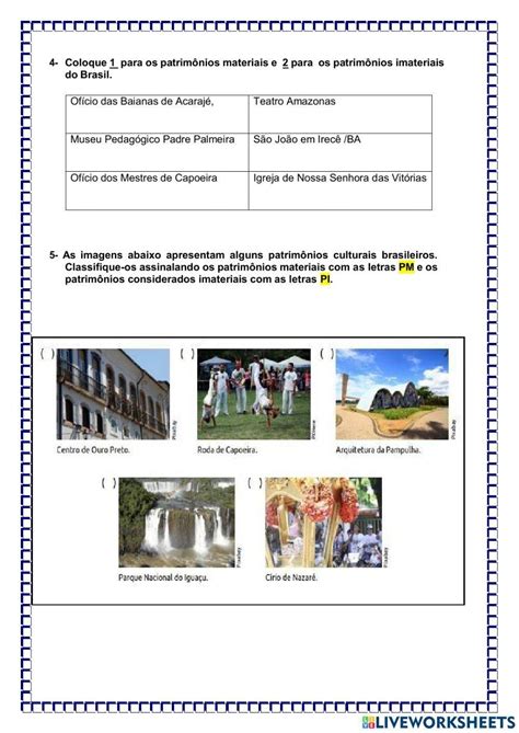 Atividade Patrimônio Cultural School Subjects Videos Tutorial