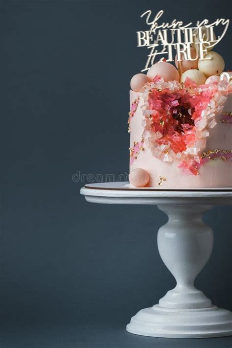 Luxury Anniversary Cake With Pink Cream Cheese Frosting Decorated With