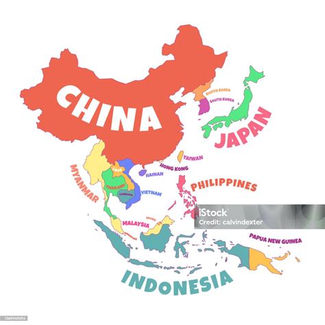 Carte De Lasie Du Sudest Avec Les Noms Des Pays Vecteurs Libres De