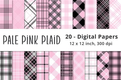 Pale Pink And Black Plaid Digital Papers Graphic By Lemon Paper Lab · Creative Fabrica