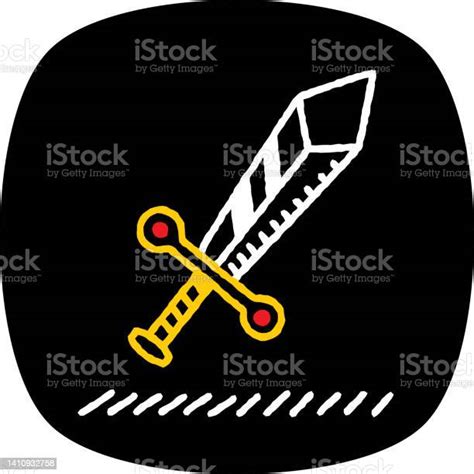 Sword Doodle 3向量圖形及更多卡通圖片 卡通 騎士 人的角色 Sabre Sword Istock