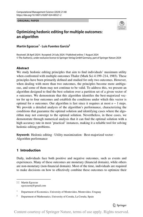 Optimizing Hedonic Editing For Multiple Outcomes An Algorithm