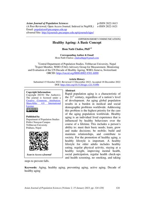 Pdf Healthy Ageing A Basic Concept