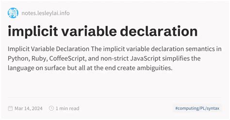 Implicit Variable Declaration Lesleys Digital Garden