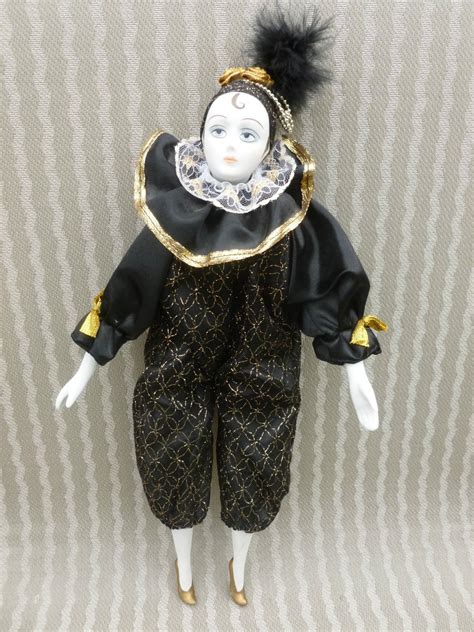 Vintage Harlequin Jester 16 Inch Porcelain Doll Mardi Gras