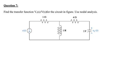 solved find the transfer function vc s v s for the circuit