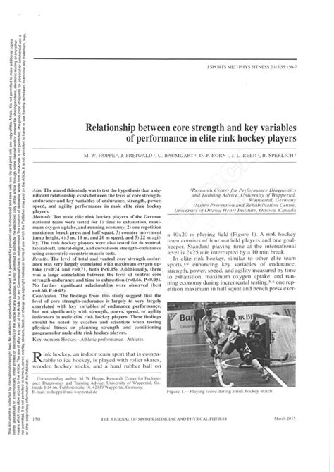 Pdf Relationship Between Core Strength And Key Variables Of Performance In Elite Rink Hockey