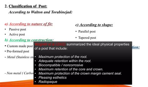 Rehabilitation Of Endodontically Treated Teeth Post And Core Pptx