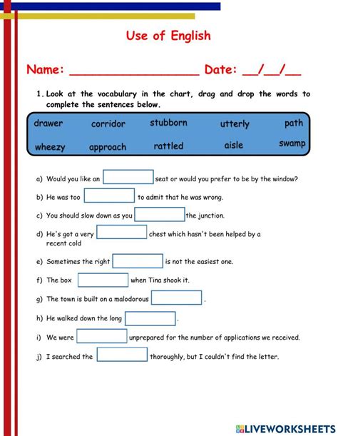 English Class Use Of Englih Worksheet Live Worksheets