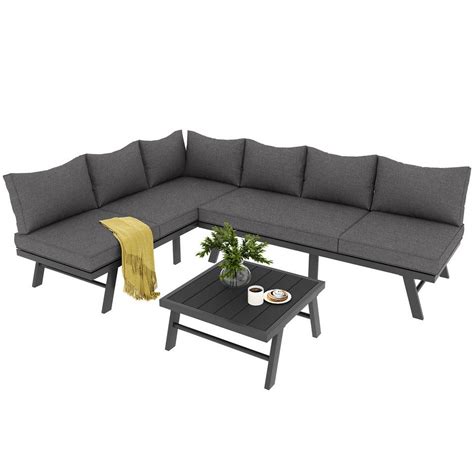 Modfu Gartenlounge Set 6 Sitzer Gartenmöbel Sofagarnitur Aus Aluminium