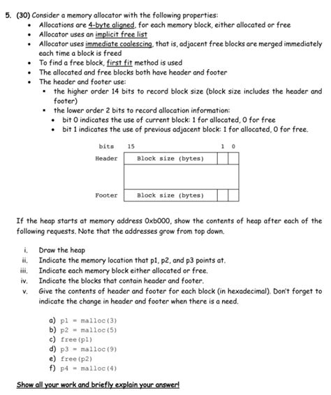 Solved 30 ﻿consider A Memory Allocator With The Following