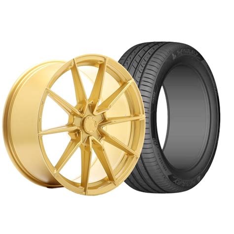 Complete Wheel Set Of Jr Sl02 Gold With Summer Tyres
