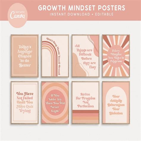 Growth Mindset Editable Classroom Printable Posters Neutra Inspire