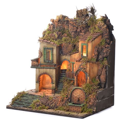 Borgo Presepe Napoletano Stile 700 Con Fontanella 50x50x40 Vendita