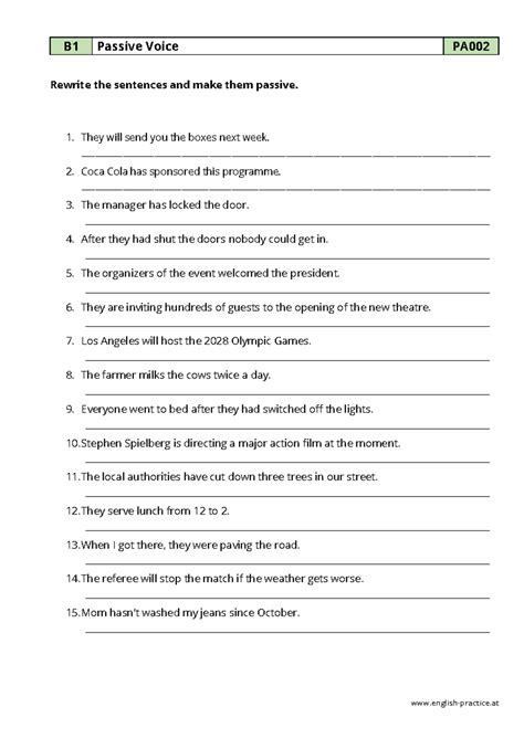 Active To Passive Voice English Practice B1 Passive Voice Pa00 2