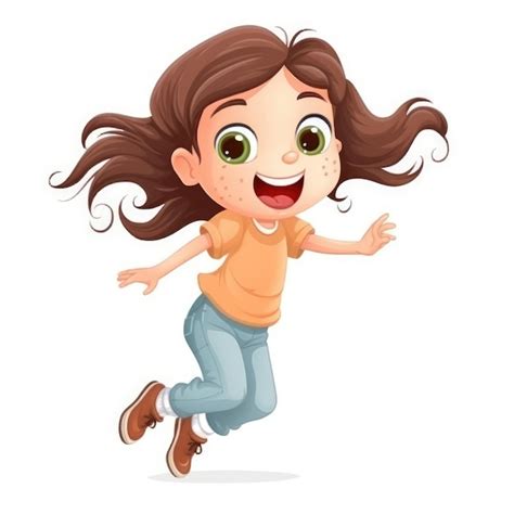 Premium Photo Happy Girl Jumping On White Background Generative Ai