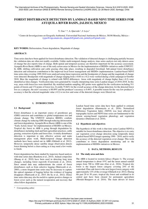 Pdf Forest Disturbance Detection By Landsat Based Ndvi Time Series