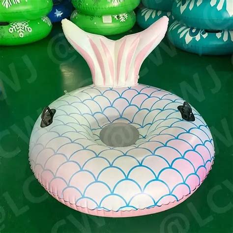 Mermaid Swimming Pool Lounge Inflatable Island Floating Lounge Pool