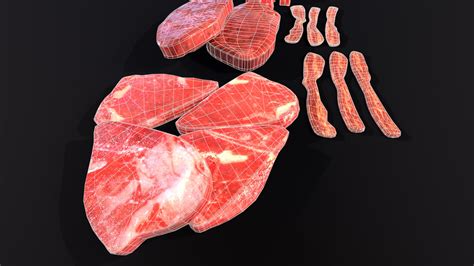 Raw Meat And Bacon 3d Model Turbosquid 2175275