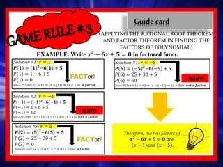 Factors Of Polynomial PPT