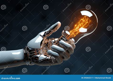 3d Rendering White Robot Hand Powers A Light Bulb A Creative Tech