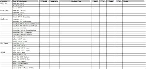 Free Printable Coin Inventory Sheets Printable Templates