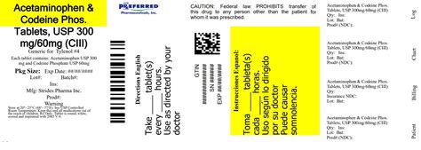 Acetaminophen And Codeine Phosphate Tablets Usp Ciii 300 Mg 15 Mg 300 Mg 30 Mg And 300 Mg 60