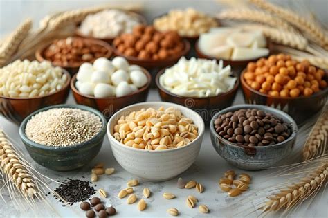 Assorted Grains And Pulses In Bowls Surrounded By Wheat For Culinary