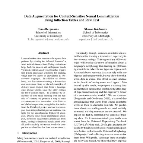 Data Augmentation For Context Sensitive Neural Lemmatization Using Inflection Tables And Raw