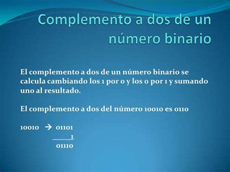 Complemento A Dos De Un Número Binario