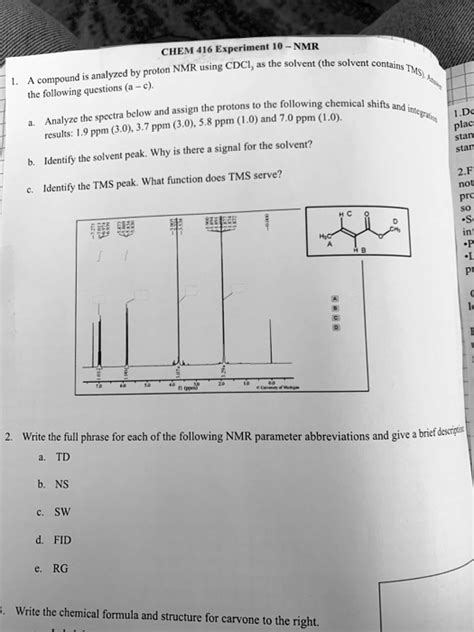 Chem Experiment Nmr Nmr Ueing Cdci The Solvent The Solvedlib