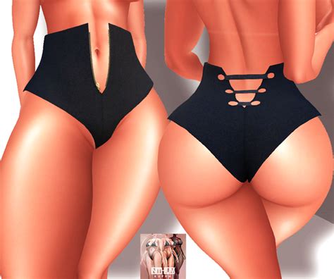 Second Life Marketplace Sik Unzipped String Shorts Black Kupra
