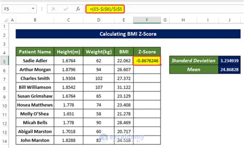How To Calculate Bmi Z Score In Excel With Quick Steps Exceldemy