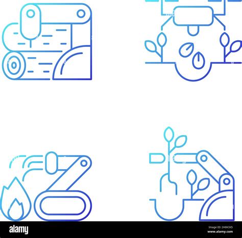 Automation For Wellbeing Gradient Linear Vector Icons Set Stock Vector