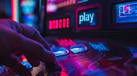 Man Hand About To Press A Play Button In A Gaming Room Premium Ai Generated Image